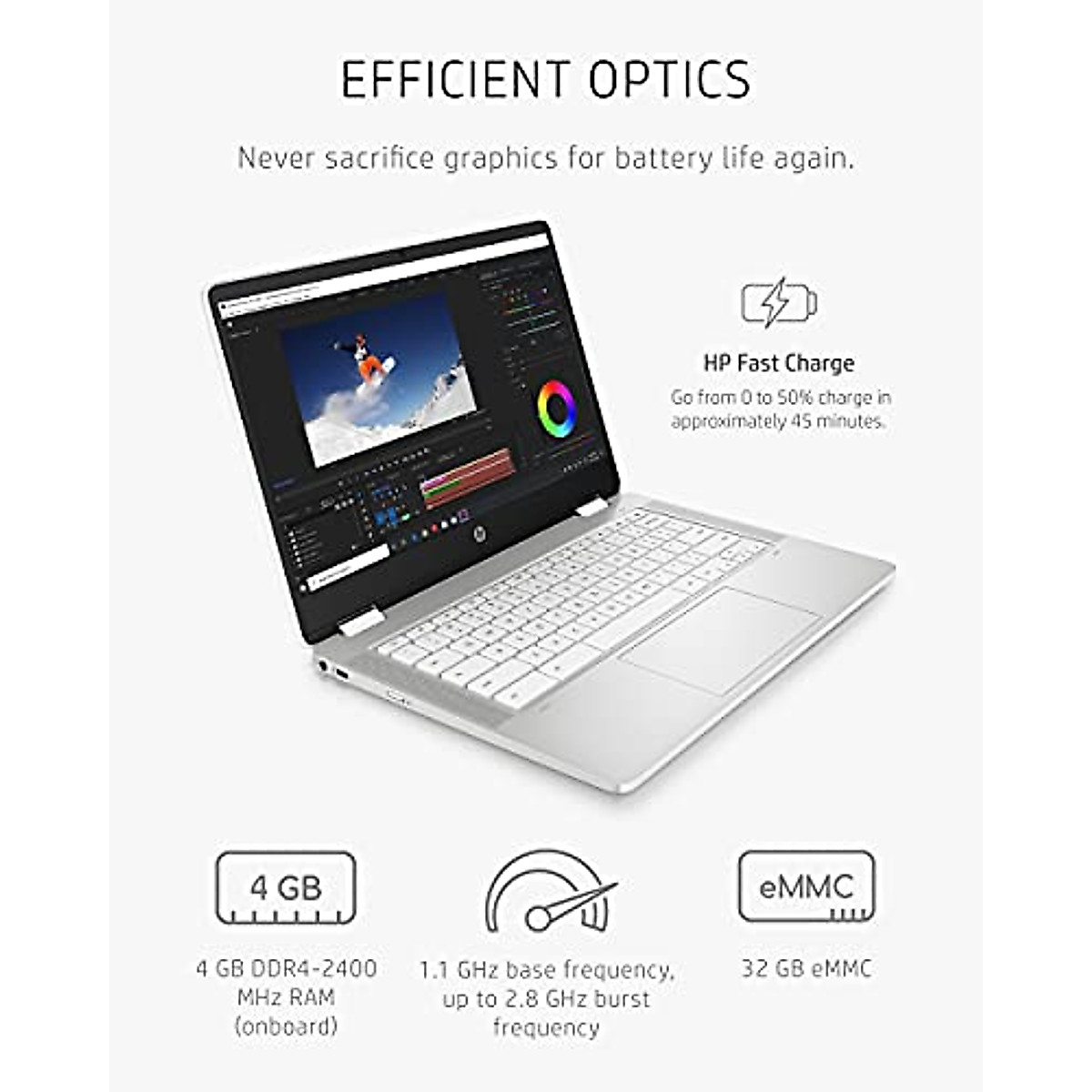 HP Chromebook x360 14 Laptop, Intel Celeron Processor, 4 GB RAM, 32 GB eMMC, 14” HD (1366 x 768), Chrome OS, Work, Streaming, School, Long Battery Life (14a-ca0050nr, 2021) (Renewed)