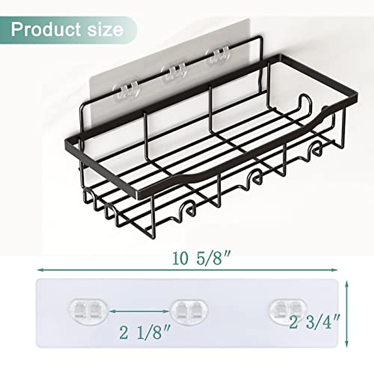 Gaclibl Shower Caddy Adhesive Replacement Stickers, 2Pcs Shower Adhesive Strips Wall Mount Adhesive Shower Hooks Shower Shelf Adhesive Shower Rack Adhesive for Bathroom Kitchen 3 Hooks