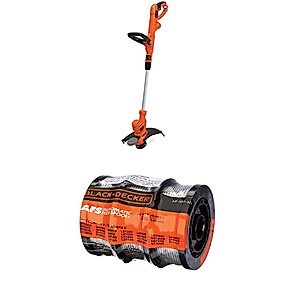 BLACK+DECKER String Trimmer with Trimmer Line, 30-Foot, 0.065-Inch, 3-Pack (BESTA510 & AF-100-3ZP)