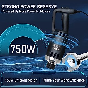 Li Bai 22 in Heavy Duty Immersion Blender Handheld Kitchen, Hand Blenders for Kitchen, Commercial Mixer Electric, 750W Detachable Shaft Adjustable Variable Speed, Emulsifier Blender Handheld