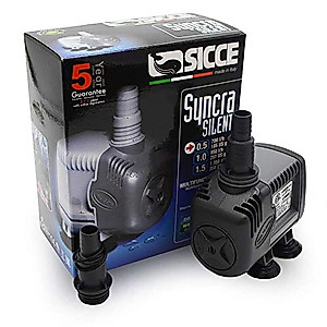 SICCE Syncra Silent 0.5 Multifunction 185 GPH Submersible Water Pump | Italian Made 8W Ultra Quiet Durable for Aquarium Fish Tank, Fountain, Pond, Hydroponics, Terrarium Black | Freshwater & Saltwater