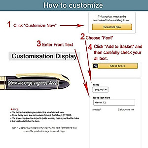 Ancolo Custom Black Fountain Pens-Luxury Refillable Elegant pens- with Extra10 Black Ink Refill, Engraved Personnal Name/Slogan/Phone Number, Perfect for Bank, Office, Hotel Lobbies 5 PCS/Pack