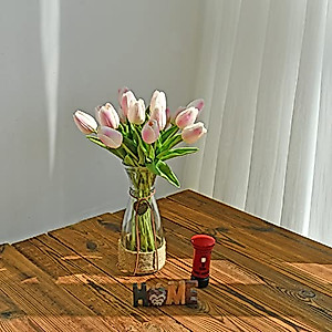 ONLY ART 30pcs Peach Artificial Tulip Flowers with Soft Latex Materials for Mother's Day Home & Kitchen Decoration