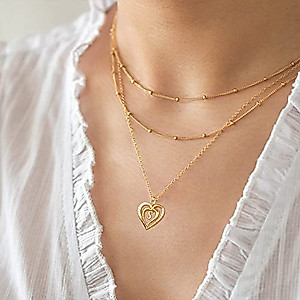 Yesteel Initial Heart Necklaces for Women Teen Girls, Gold Letter Pendant A Necklaces Jewelry for Women Teen Girl Her Mom Daughter Granddaughter Girlfriend Wife Aunt Niece Grandma