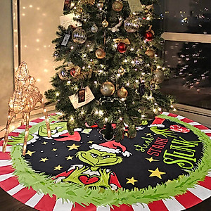 Christmas Tree Skirt 47 Inches Xmas Tree Skirt Christmas Trees Skirt Farmhouse Christmas Ornaments for Holiday Party Christmas Tree Mat Christmas Decorations Holiday Party Indoor Outdoor