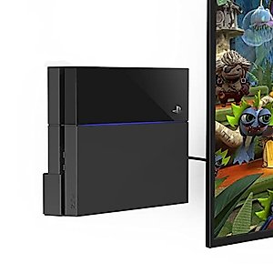 Monzlteck Wall Mount for PS4 Original(Old Model),Near or Behind TV, Space Saving,Customized to Perfectly Fit Old PlayStation4 (Black)