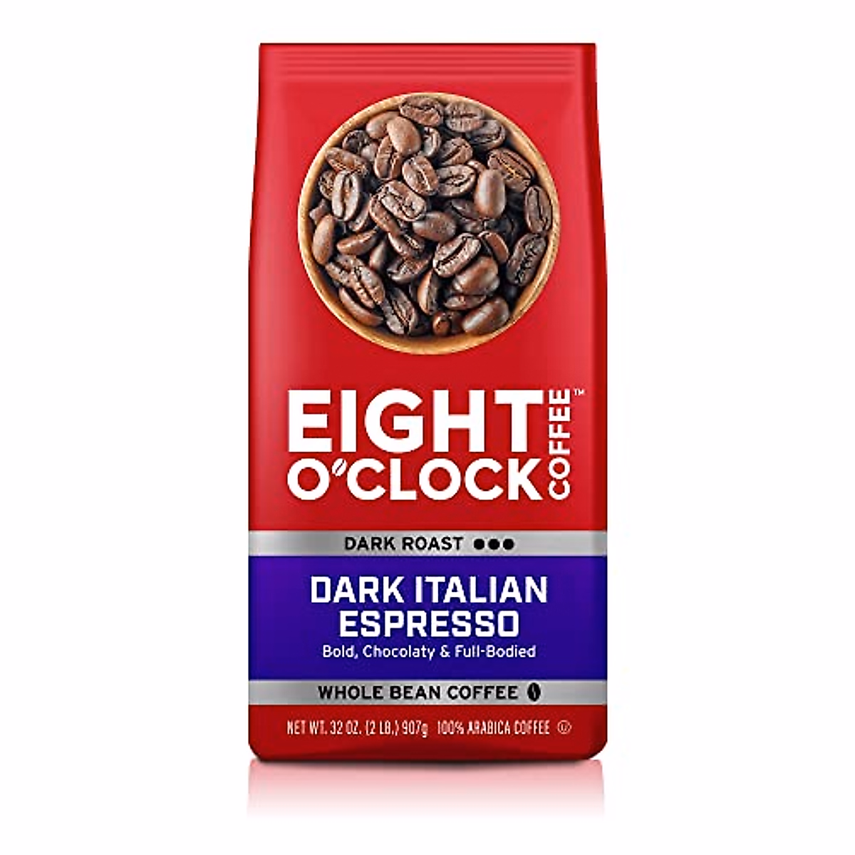 Eight O'Clock Coffee Dark Italian Espresso, Dark Roast, Whole Bean Coffee, 32 Ounce (Pack of 1), 100% Arabica, Kosher Certified