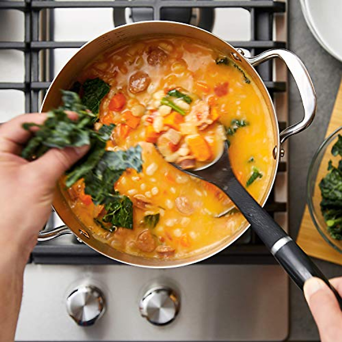 KitchenAid 3-Ply Base Brushed Stainless Steel Stock Pot/Stockpot with Lid, 8 Quart