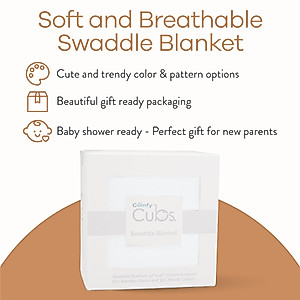 Comfy Cubs Muslin Swaddle Blankets Neutral Receiving Blanket Swaddling, Wrap for Boys and Girls, Baby Essentials, Registry & Gift (White)