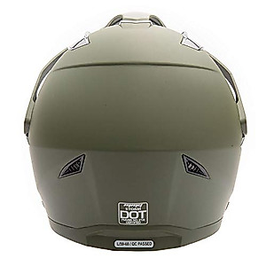 MMG Helmet Dual Sport Off Road Motorcycle Dirt Bike ATV - FlipUp Visor - Model 23 (Large, Green)