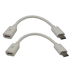 zdyCGTime 4 Inch Cellphone/Tablet USB Micro Male to Female Sync & Charging Extension Cable(2 Pack White)