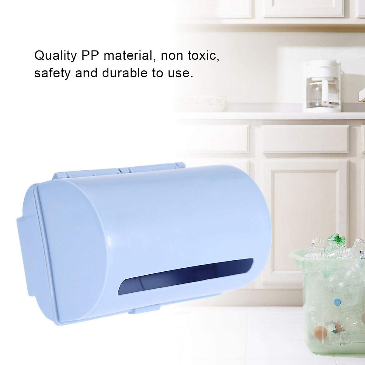 3 Colors Back Organizer Rack Adhesive Wall Mount Trash Garbage Plastic Bag Storage Box Plastic Bag Dispenser (Blue)