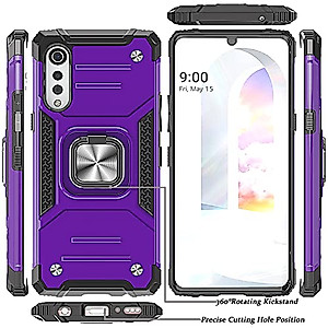 AYMECL Compatible for LG Velvet 5G Case LG Velvet 5G UW case,Military Grade Shockproof Protective Case,with Kickstand,for LG Velvet 5G-Purple