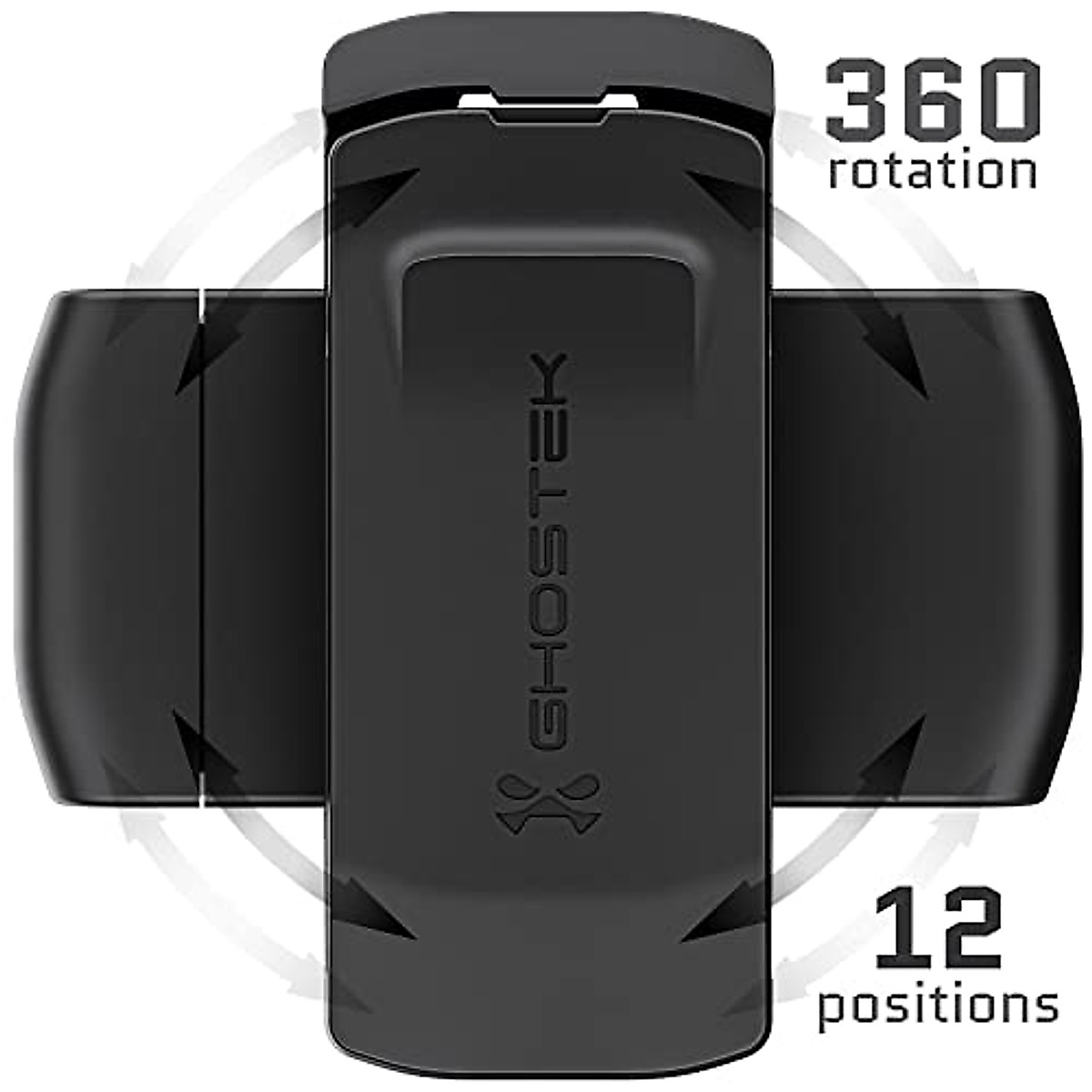 Ghostek UNIVERSAL HOLSTER with 360-Degree Swivel Belt Clip and Built-In Kickstand Designed to Fit Any Phone or Case up to 3.7-IN Wide with Rubberized Sides to Keep Your Device Secure (2nd-Gen) (Black)