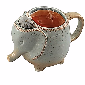 HAPPINESS APPLY HERE Ceramic 15oz Elephant Tea Mug Green
