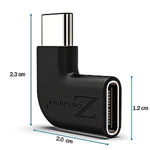 Cellularize Right Angle USB C Adapter USB C 90 Degree Adapter 40Gbps Low Profile Male to Female Extender 240W Thunderbolt 4/3 Data for Steam Deck Notebook Tablet Mobile Phone (3 Pack)