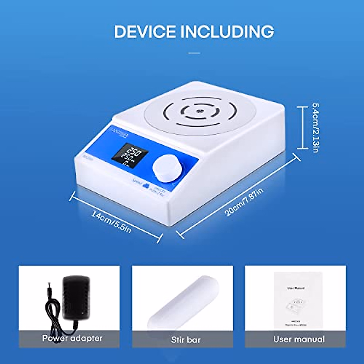 ANZESER Magnetic Stirrer w/Timer, Magnetic Stir Plate w/LCD Display, 3.5L Digital Magnetic Mixer, Lab Stirrers w/Stir Bar (No Heating) (Blue)