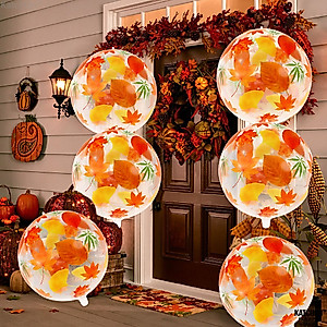 KatchOn, Large Fall Leaf Balloons - 27 Inch, Pack of 6 | Big Transparent Fall Balloons - 22 Inch, Pack of 6 | Fall Balloons for Thanksgiving Decorations | Thanksgiving Balloons for Fall Decorations