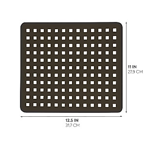 iDesign 36660 Euro Plastic Sink Grid, Non-Skid Dish Protector for Kitchen, Bathroom, Basement, Garage, 12.5" x 11" - Black
