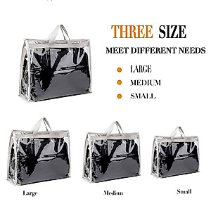 YMOND Handbag Organizer, Transparent Purse Storage Bag, Anti-dust Purse Organizer with Zipper and Handle, Clear Dust Cover Bags for Hanging Closet - 3Pack, Gray