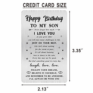 Alotozo Happy Birthday Son Card - Birthday Gifts for Son - to My Son Bday Engraved Wallet Card Inserts