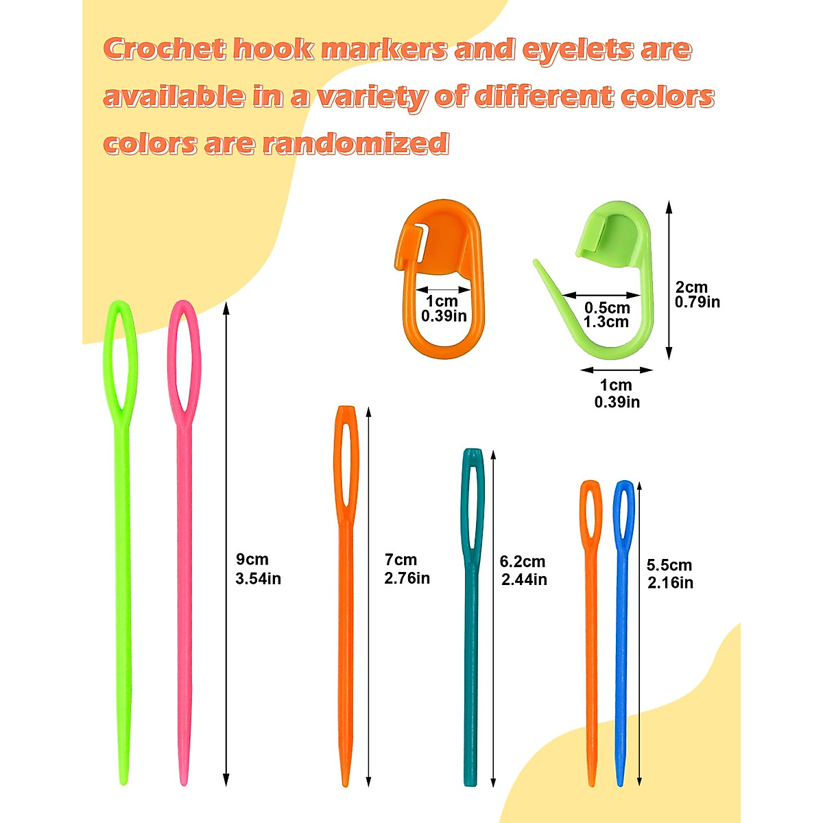 300pcs FIVEIZERO Stitch Markers with 6 pieces of large blunt sewing needles,colorful knitting markers,plastic crochet hook clip,bulk Crochet hook markers for knitting stitch locking clip crochet hooks