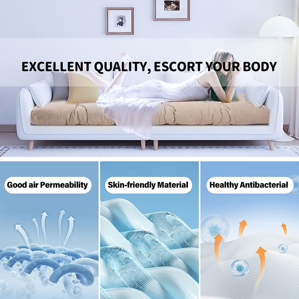 ENTROPOWER Custom Bench Cushion Outdoor/Indoor Water Resistant Bench Pad Durable Thicken Porch Swing Cushions Bay Window Seat Piano Bench Cushion Sofa Chair Cushions (Star Sea Grey, Custom Size)