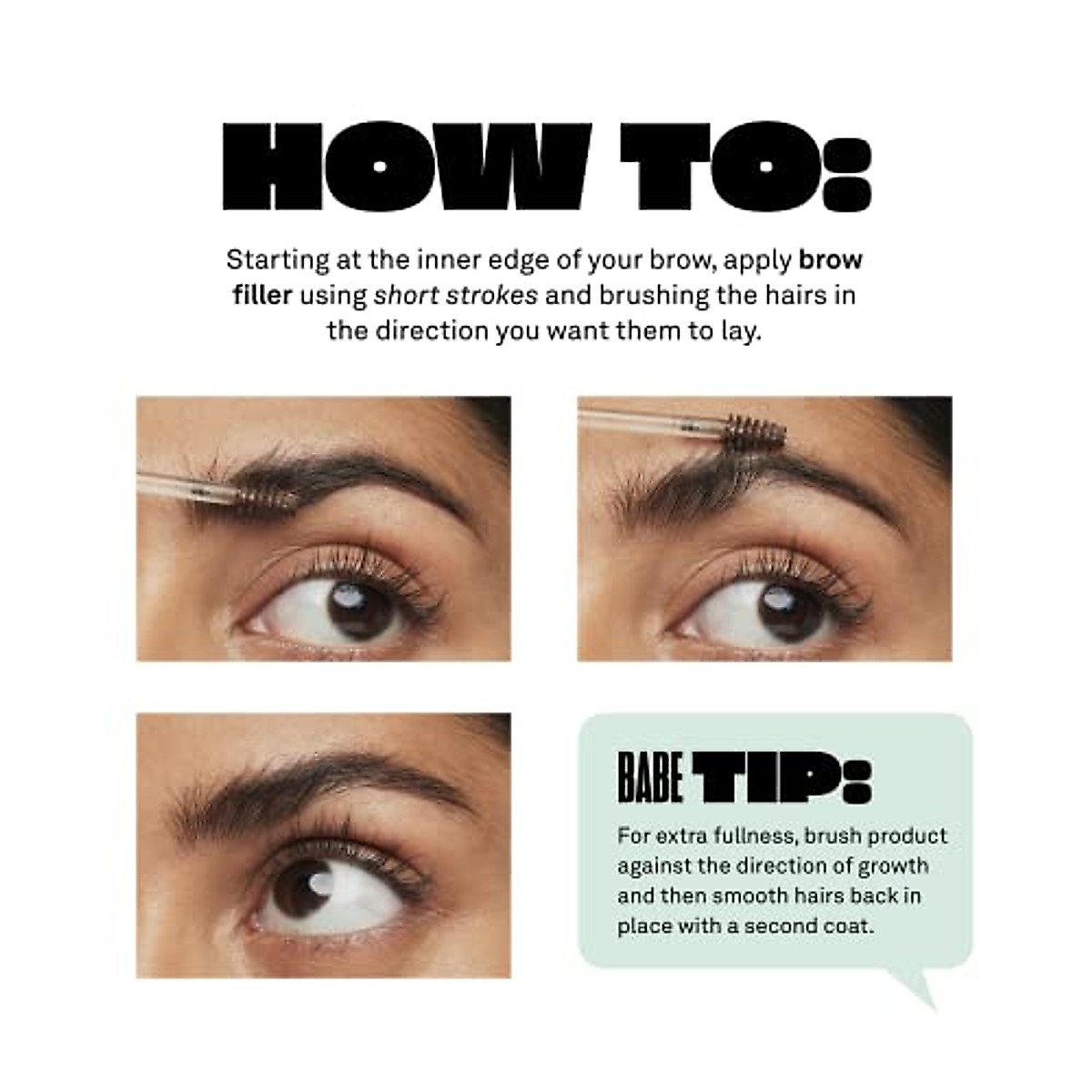 Babe Original Volumizing Eyebrow Filler For Thicker Brows - Tinted Brow Gel with Peptides & Biotin, Smudge Resistant Brow Mascara, Dark Brown