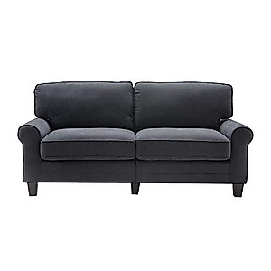 Serta Copenhagen 73" Sofa - Pillowed Back Cushions and Rounded Arms, Durable Modern Upholstered Fabric - Charcoal
