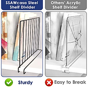 Shelf Dividers for Wood Shelves, 8 Pack Metal Closet Shelf Dividers for Clothes, Vertical Purse Organizer for Closet Organization, Steel Closet Separators for Bedroom Wardrobe Cabinet Pantry (Black)