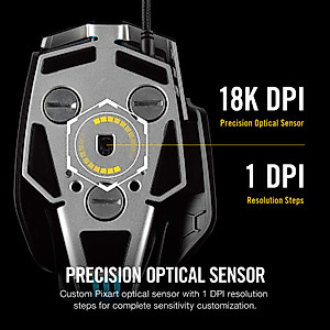 Corsair M65 RGB Elite – Wired FPS and MOBA Gaming Mouse – Adjustable Weight and Balance – Durable Aluminum Frame – 18,000 DPI Optical Sensor , Black