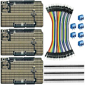ElectroCookie Proto Shield Kit Compatible with Arduino Uno, Stackable DIY Expansion Prototype PCB (3 Pack)