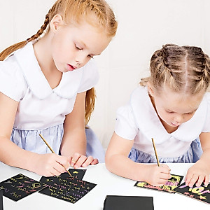 PREXTEX 175 Sheets Scratch Art Kit and Doodle Activity with 2 Wooden Stylus Kids Crafts Supplies | Toddler Arts and Crafts for Kids Ages 4-12 | Craft Kits Kids Activities | Kids Art Supplies