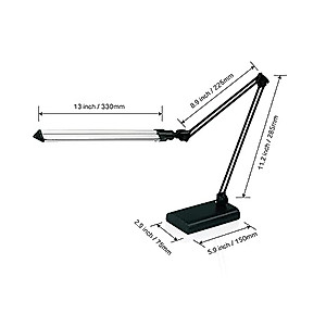 V- Light Advantus Energy Efficient LED Desk Lamp, Black and Silver 3 x 3 x 21.5