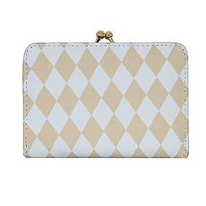 Huositi Cute Fashion Cartoon Character Small Wallet Short Ladies Wallet Leather Tri-fold Wallet Money Bag(White)