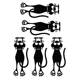 WSDMAVIS 5Pcs Black Cat Bookmark 3D Stereo Cartoon Wacky Animal Hollow Out Bookmarks for Kids and Students Reading Presents