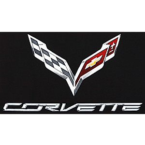 JH DESIGN GROUP Men's Chevy Corvette C7 Black Crew Neck T-Shirt (Large, Black)