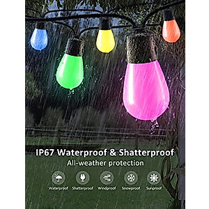 ZUUKOO LIGHT Smart Outdoor String Lights, 48FT RGB Patio Lights with 15 Dimmable LED Bulbs, APP Control, IP67 Waterproof, Timer, Warm White Lights and Music Sync for Balcony, Backyard, Party