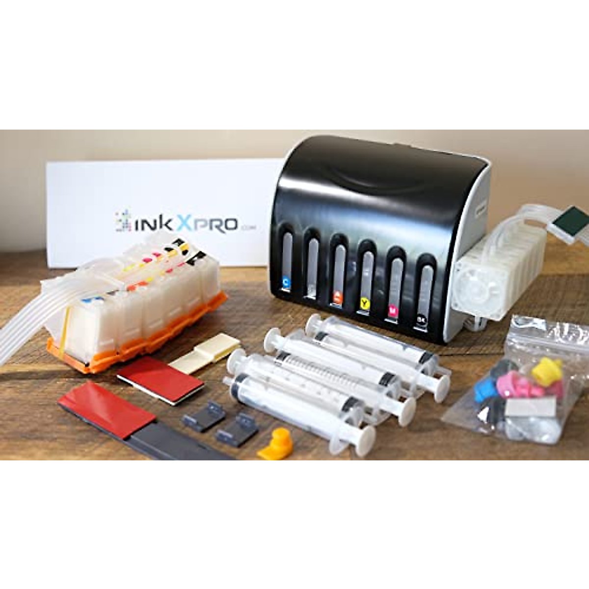 INKXPRO 312XL Empty Ink System CISS Refillable Cartridge Kit with Ink Flow Control Damper for Chipless Firmware Installed EPSON XP-15000 Printer