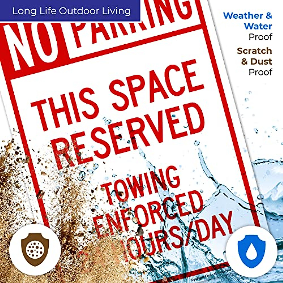No Parking This Space Reserved Towing Enforced 24 Hours/Day Sign, 10x14 Inches, Rust Free .040 Aluminum, Fade Resistant, Made in USA by Sigo Signs