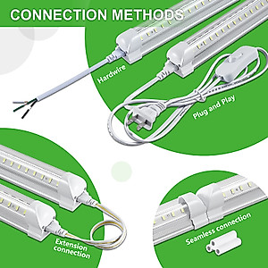 Skymoatled 8Pack 4FT LED Shop Light Garage Lights,50W 6000K 7500LM White Light,Hanging/Surface Mount,T8 4FT LED Tube Lights for Warehouse Workshop Basement,Linkable LED Shop Lights,Plug and Play