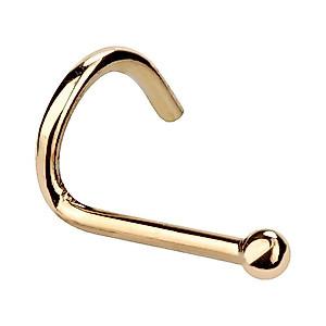 FreshTrends Tiny Ball 14k Yellow Gold Nose Ring Screw Twist 20G
