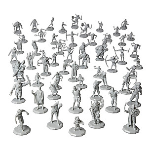 Monster Protectors 56 Unpainted Fantasy Mini Figures- All Unique Designs- 1" Hex-Sized Compatible with DND Dungeons and Dragons, Pathfinder and RPG Tabletop Games- Features Goblins, Gnolls, Skeletons