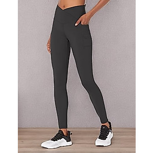 Danskin Women's Studio Cross Waist Full Length Leggings, Black Salt, Medium