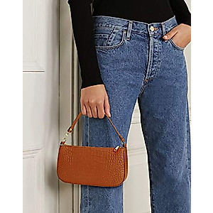 UTO Genuine Leather Croco Mini Purse for Women Fashion Clutch Handbag Girls Shoulder Bag