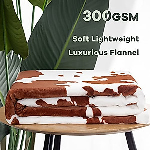 DANGTOP Cow Blanket, Brown Flannel Fleece Cowe Throw, Cozy Soft Warm and Lightweight Throw Blanket, for Kids Adults, Bedroom Decor (Brown, 59x79 inches)