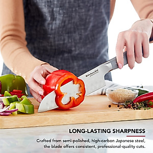 KitchenAid Gourmet Forged Santoku Custom-Fit Cover, Sharp Kitchen Knife, High-Carbon Japanese Stainless Steel Blade, 7 Inch, Gray