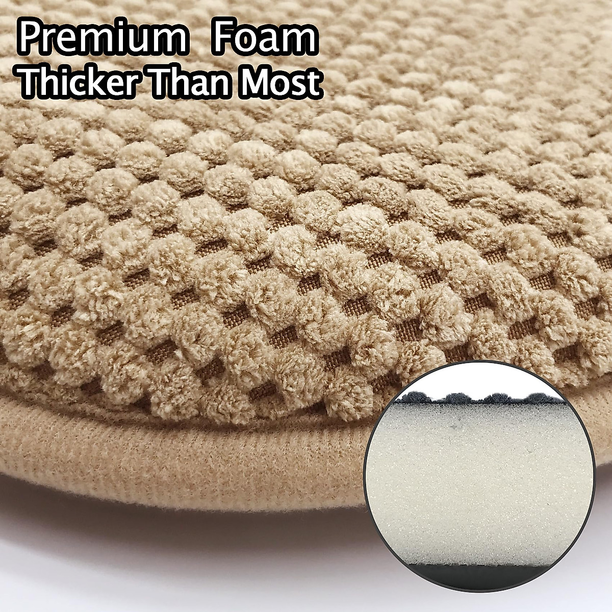 PAGGED Khaki Foam Seat Cushions Kitchen Chairs Pads for Dining Chairs Non Slip Office Seat Cushions Washable U Shaped Soft Thick Large Metal Wooden Chair Cushions,17" x 15"