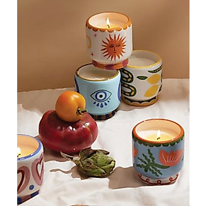 Paddywax Scented Candles Dopo Hand-Painted Ceramic Luxury Artisan Candle, 8-Ounce, Snake - Wild Lemongrass