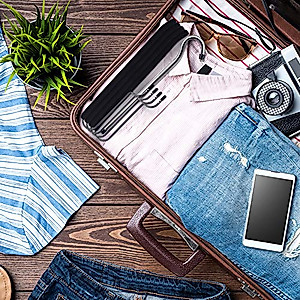 HOUSE DAY Pants Hangers 4 Layers Space Saving Multi Functional Pants Rack Non-Slip Clothes Closet Storage Organizer for Pants Jeans Trouser Skirts Scarf Black (4 Pack)